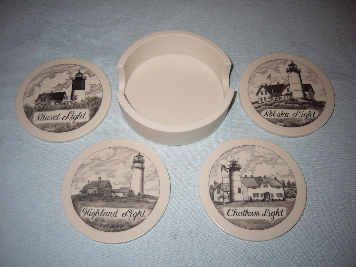 Scrimshaw Lighthouses of Cape Cod Coaster Set – The Cape Cod Store