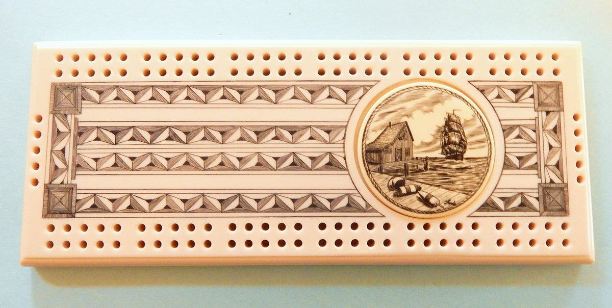 Scrimshaw Clipper and Dock Cribbage Board – The Cape Cod Store